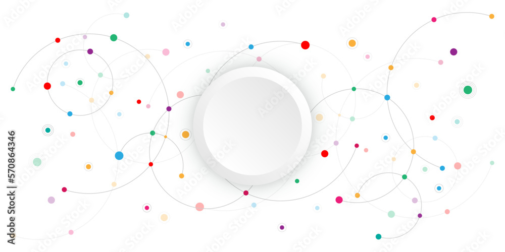 Abstract geometric background with plexus circles. Vector illustration of minimalistic design ...