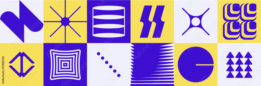 Neo Geo Design. Trendy geometric shapes. Abstract and modern symbols ...