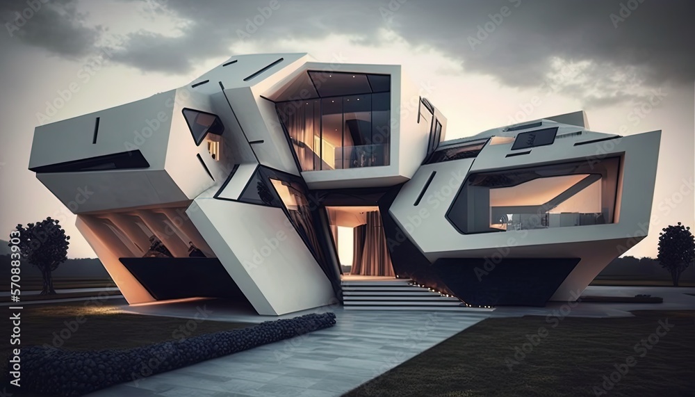 modern house design in futuristic theme, Generative Ai Stock ...