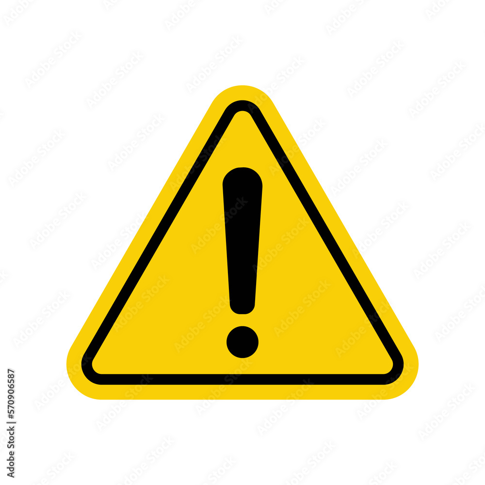 Sign. Exclamation point on a yellow triangle. Caution and warning. Road ...