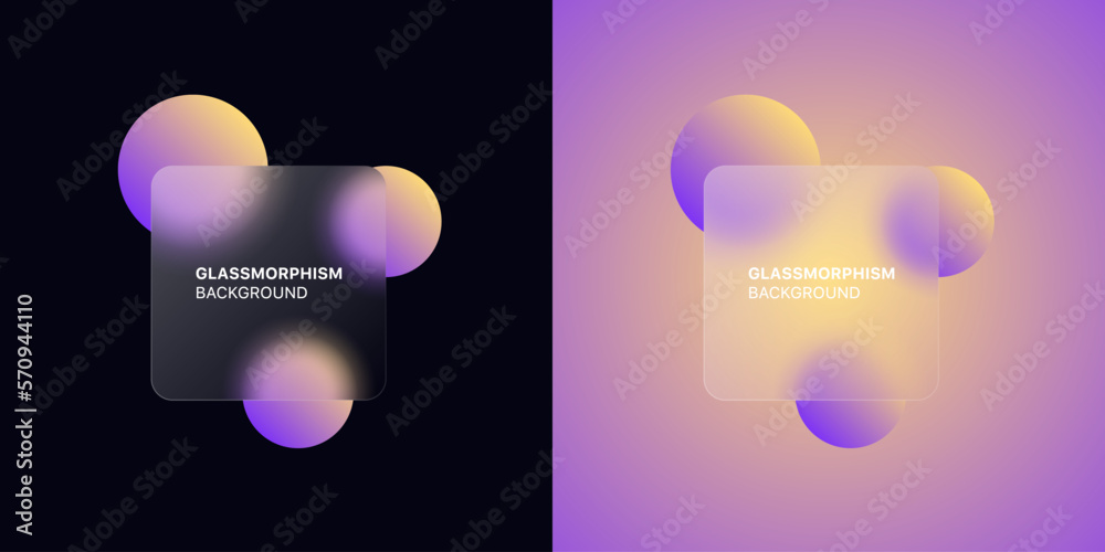glassmorphism background banner with transparent glass frame template ...