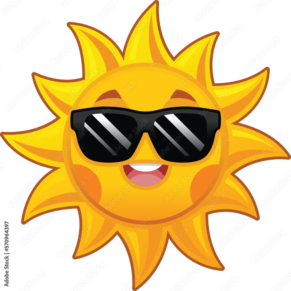 Cute Happy Sunny Sun Face with Glasses Include Line Art Drawing ...