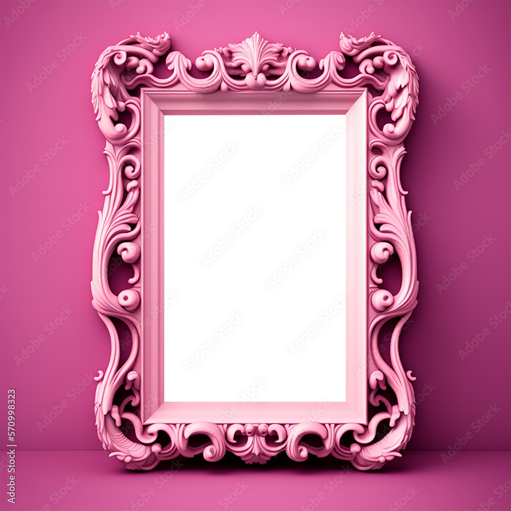 Pink ornate picture frame with transparent center for your image, on ...