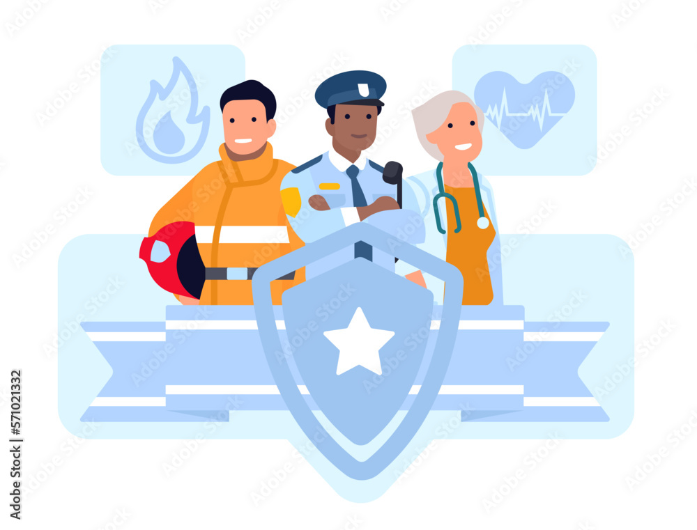 Rescue team. Emergency service career. Police officer. Paramedic and ...