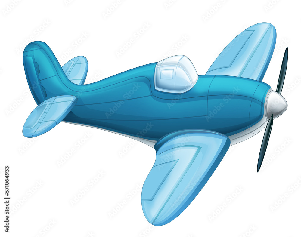 cartoon traditional plane with propeller flying illustration for ...