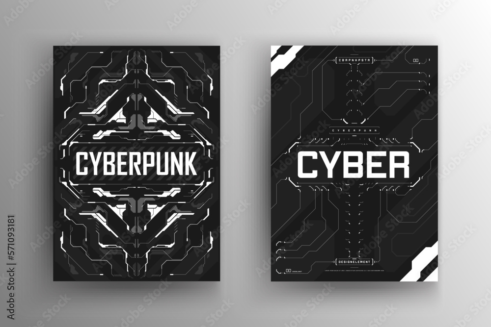 Set of cyberpunk futuristic posters. Cyberpunk design for web and print ...
