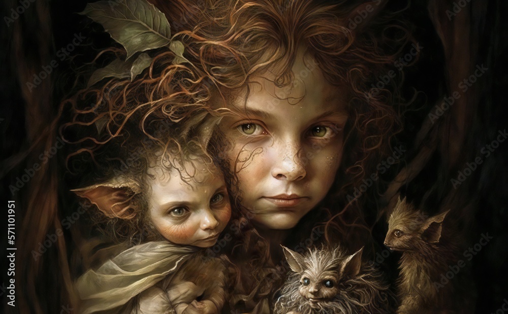 Fairytale Fantasy Image of a the Fairy Folk. Fairy Children and Their ...