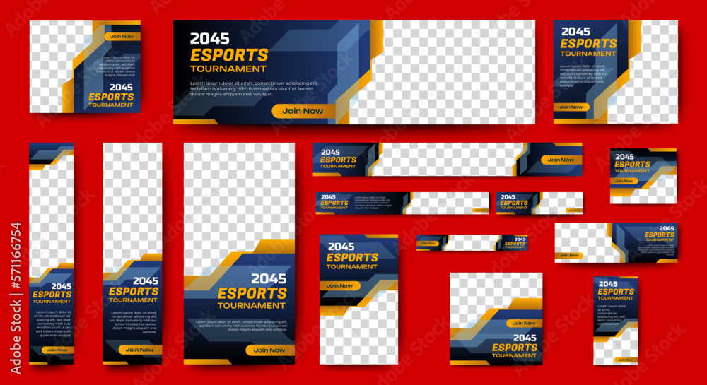 Esports Tournament Banner templates with standard size and place for ...