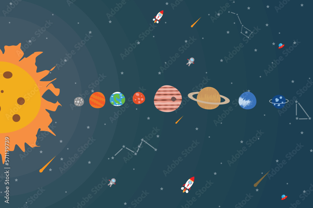 Solar system. System planets in order from the sun. Vector illustration ...