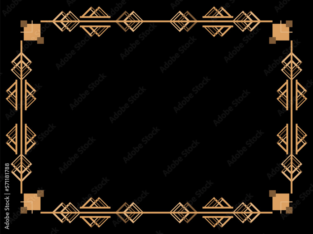 Art deco frame. Vintage linear border. Design a template for ...
