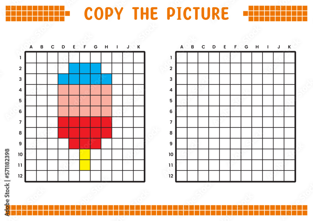 Copy the picture, complete the grid image. Educational worksheets ...