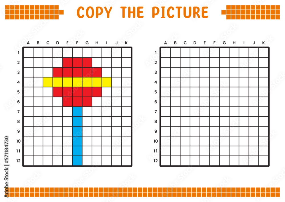 Copy the picture, complete the grid image. Educational worksheets ...