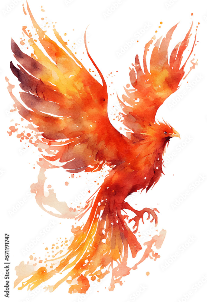 watercolor painting of a phoenix bird on a transparent background, png ...