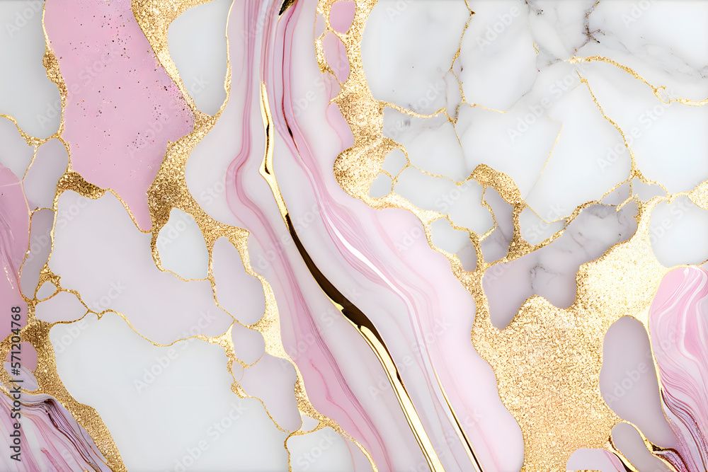 Liquid of abstract pink marble background, azure tones with glitter ...