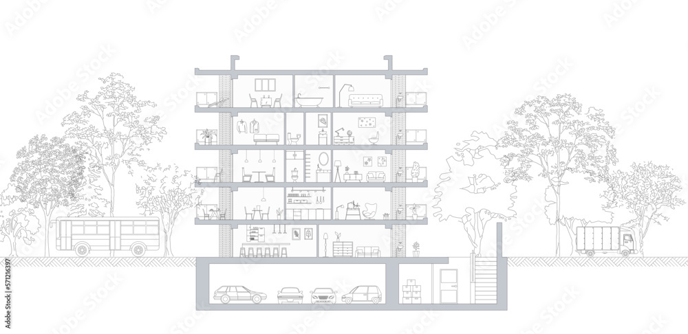 A set of furniture elevation vector illustrations that are ideal for ...