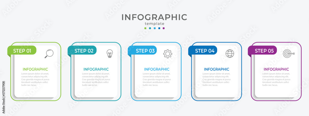 Process business infographic thin line with square template design with ...
