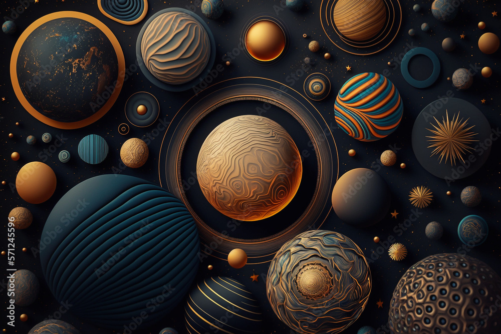 Solar system planets pattern background texture, detailed art Stock ...