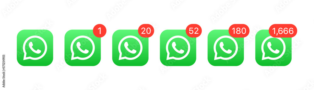 Whatsapp app logo notification counter social media button icon ...