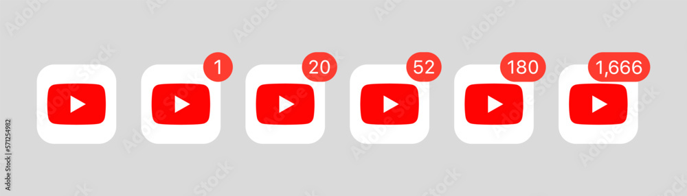 Image vectorielle Stock Youtube app logo notification counter social ...
