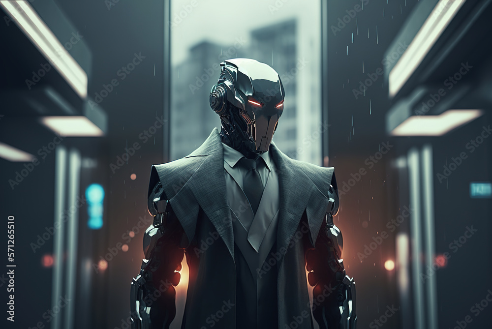 Robot banker in a business suit Stock Illustration | Adobe Stock