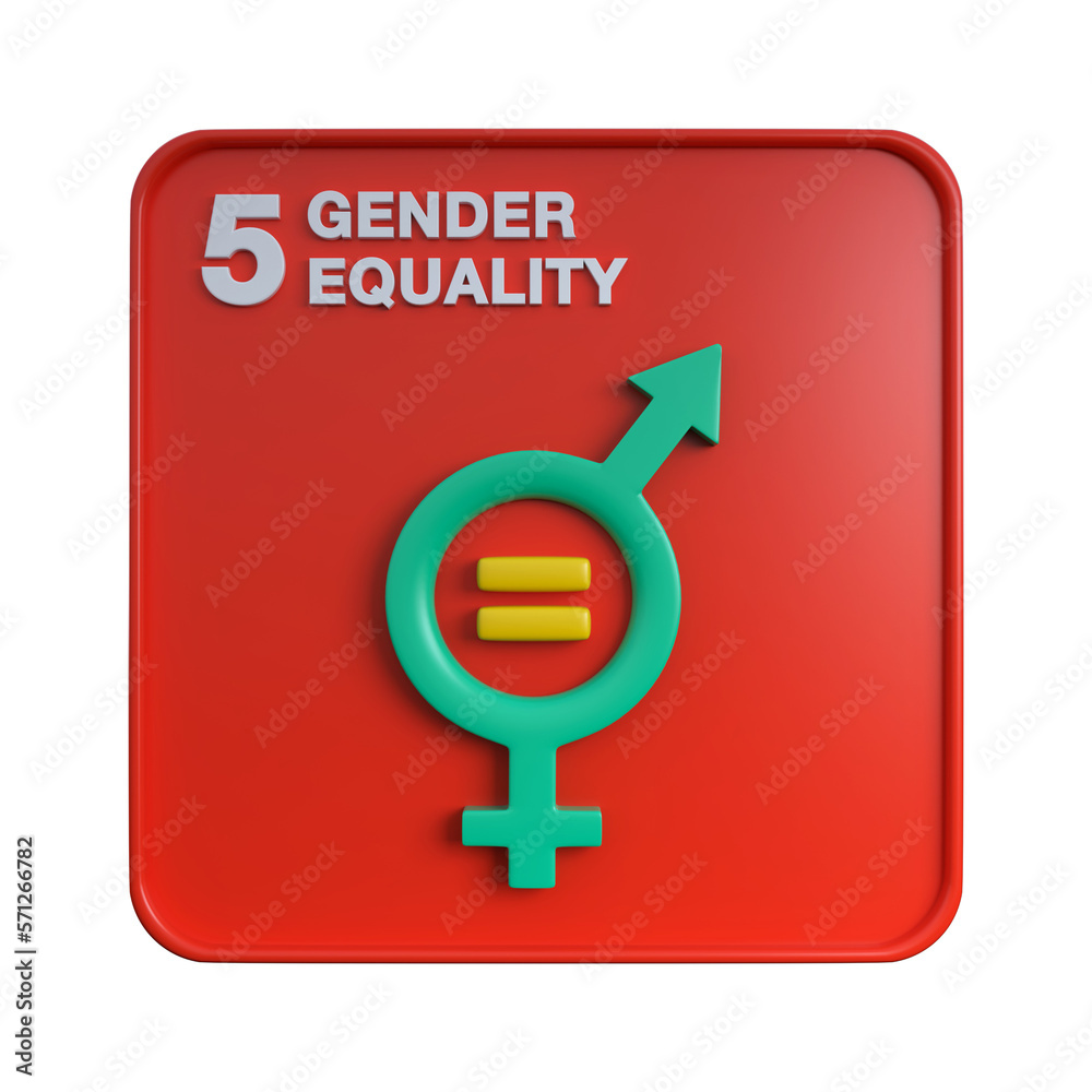 3D render of Sustainable Development Goals icon 5 Gender Equality. SDG ...