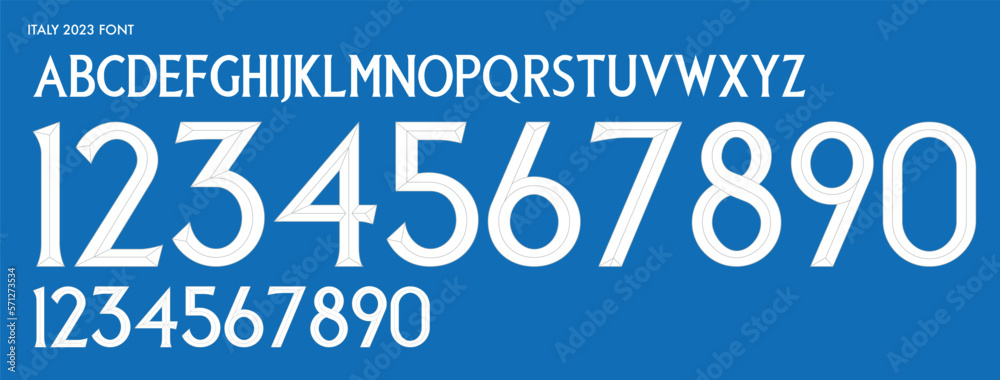 font vector team 2023 kit sport style font.italy serif font. football ...