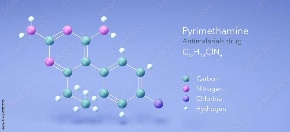 pyrimethamine molecule, molecular structures, daraprim Antimalarials ...