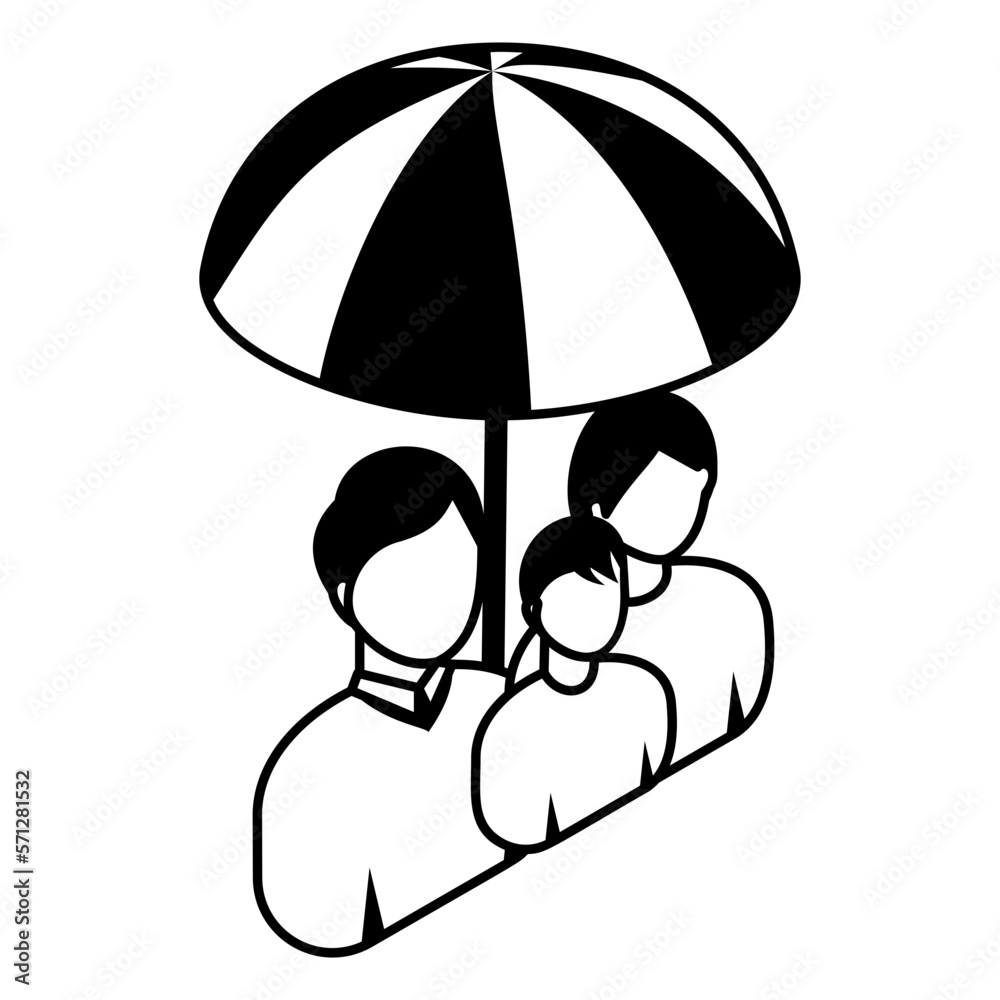 Family Life Insurance black isometric Concept, Family coverage stock ...