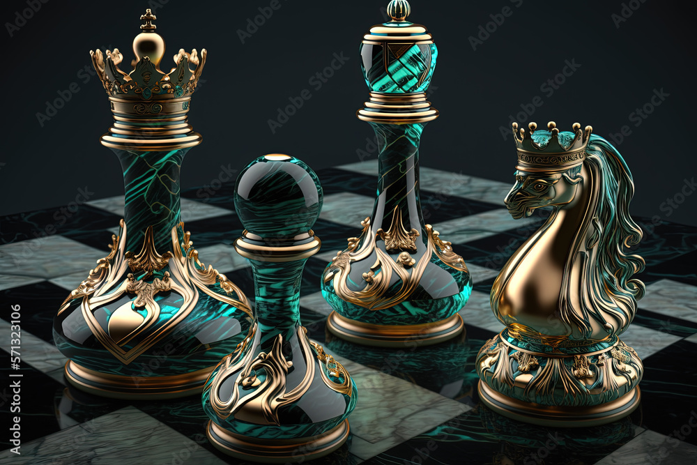 Portrait of chess pieces and chess board Stock Illustration | Adobe Stock