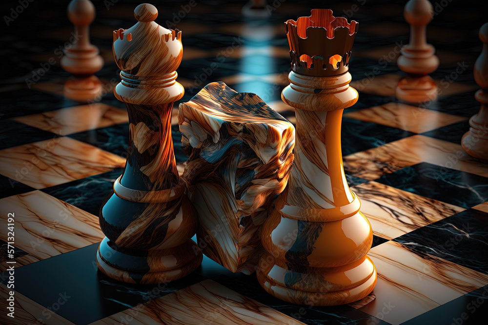 Portrait of chess pieces and chess board Stock Illustration | Adobe Stock
