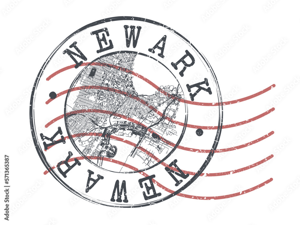 Stock-Vektorgrafik „Newark, NJ, USA Stamp Map Postal. Silhouette Seal ...