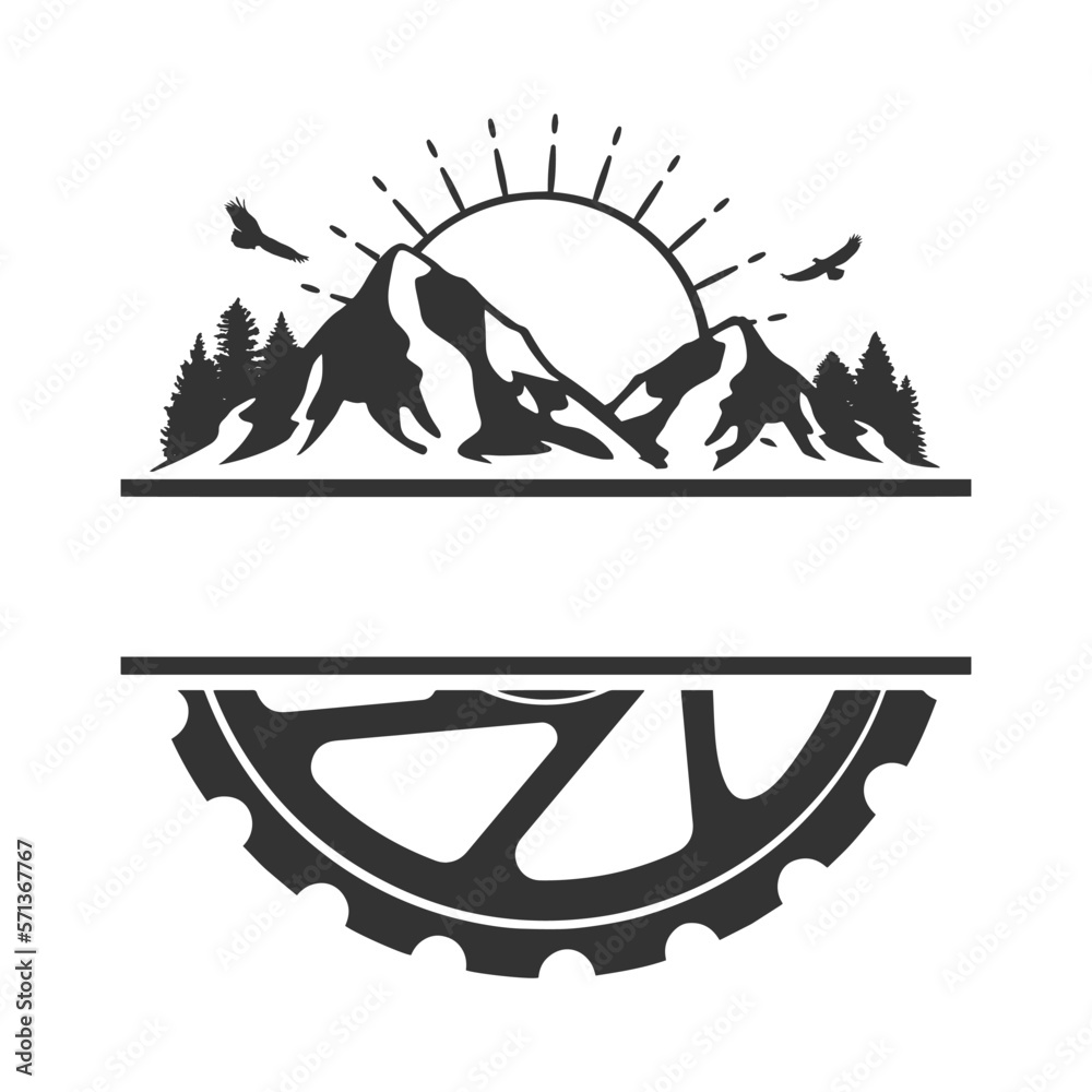 MTB Logo Illustration Clip Art Design Shape. Mountain Bike Gear ...