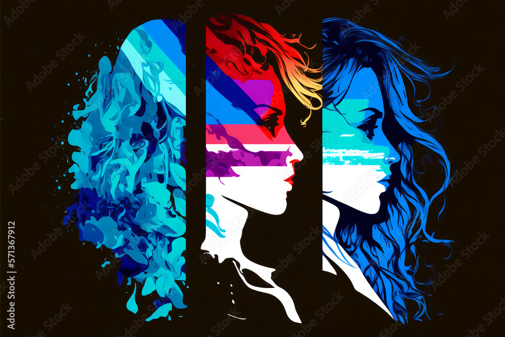 Generative AI, silhouettes of people with the transgender flag to ...