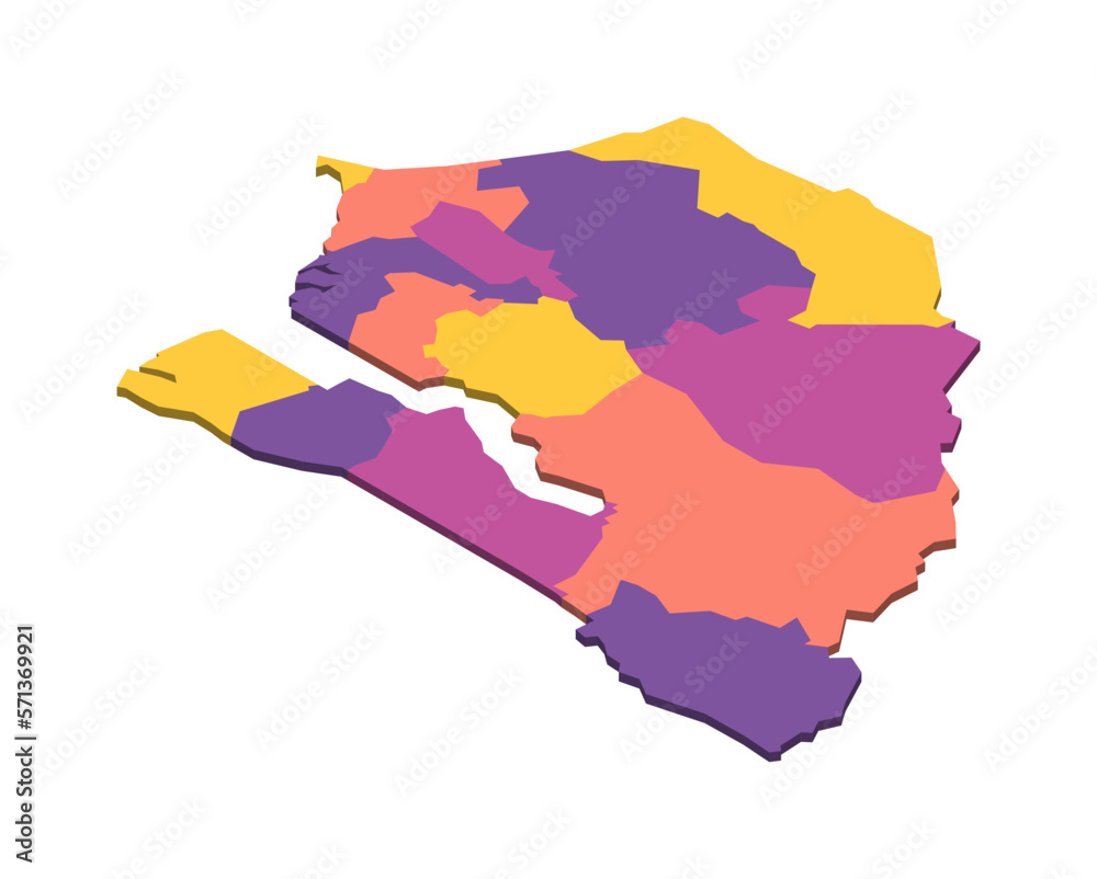 Senegal political map of administrative divisions - regions. Isometric ...