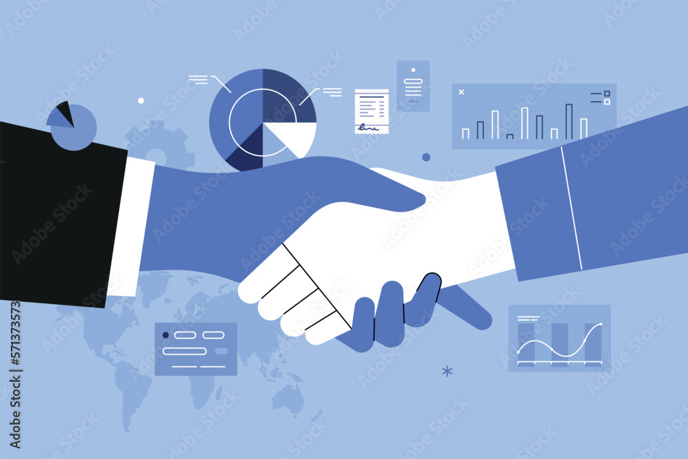 Vector illustration of partnership, agreement, our partners, consulting ...