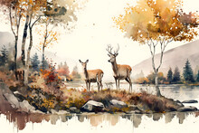 Digital Art Painting Deer In Forest Free Stock Photo - Public Domain ...