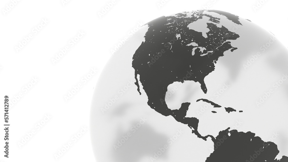 Earth globe rotation 3d representation, world map translucent or ...