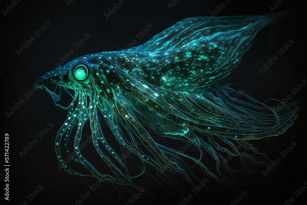 Creepy deep sea creatures With Generative AI Stock Illustration | Adobe ...