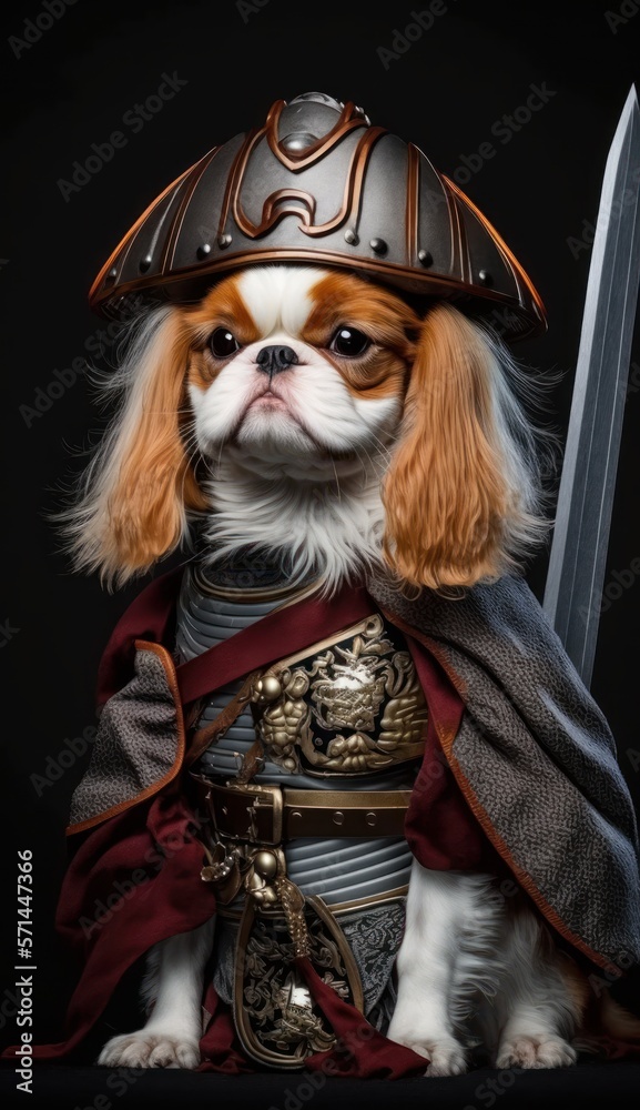 Majestic Animal Cavalier King Charles Spaniel Shogun in Samurai Armor ...
