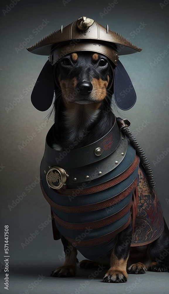 Majestic Animal Dachshund Shogun in Samurai Armor: A Depiction of ...