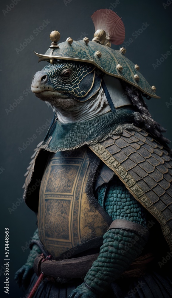 Majestic Animal sea turtle Shogun in Samurai Armor: A Depiction of ...