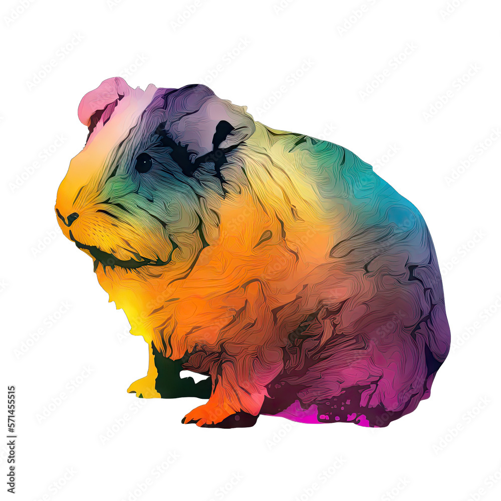 Animal Guinea Pig Design Elements Isolated Transparent Background: Colorful Mystic Graphic ...