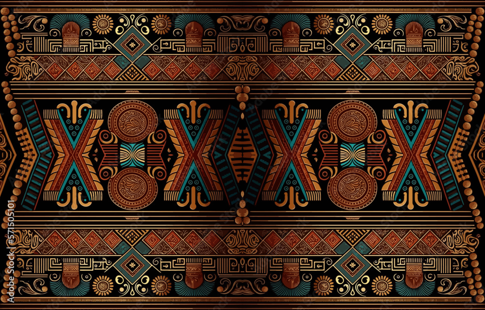 Egyptian fabric pattern. Abstract indigenous line art for ancient Egypt ...