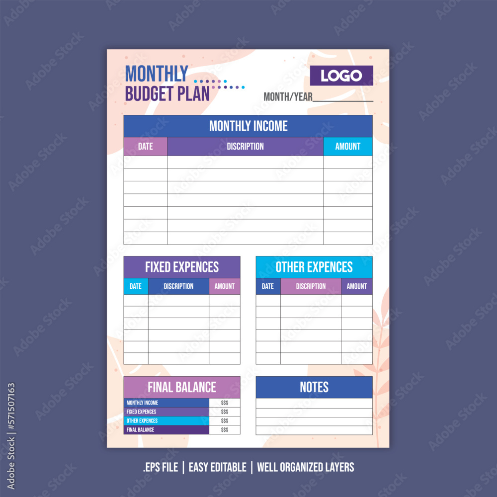 Monthly budget planner template, Printable Budget Planner Templates ...