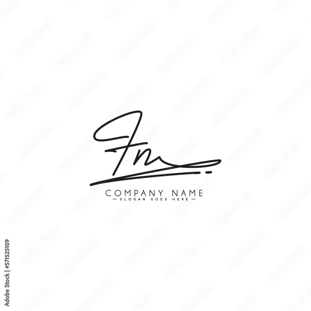 Handwritten Signature logo for Initial Letter FN - Vector Logo Template ...