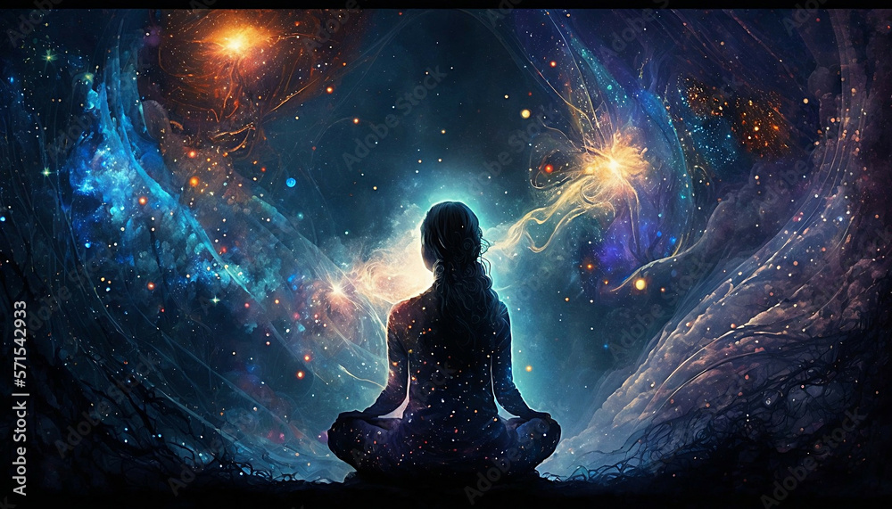 universe meta human goddess spirit silhouette on galaxy space ...