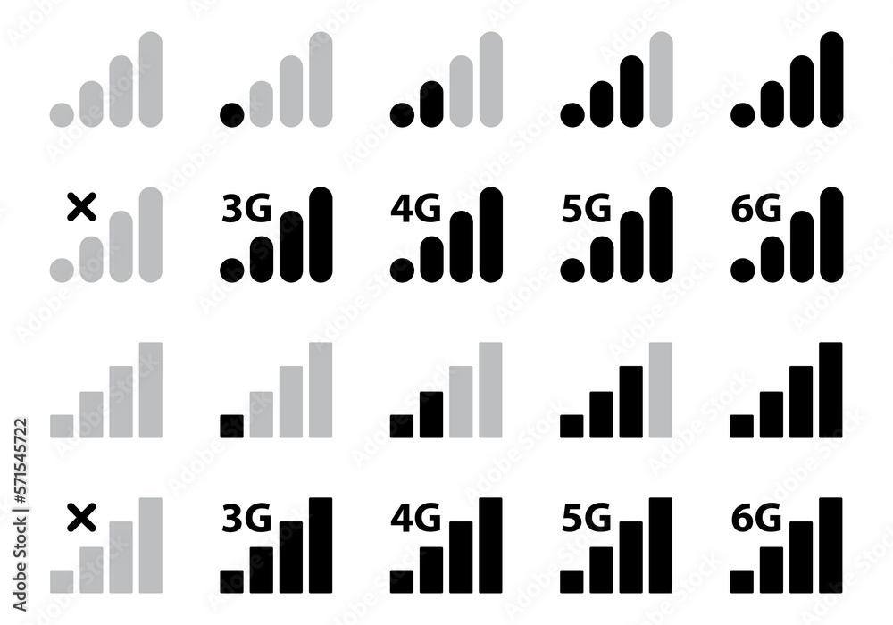 mobile network signal set. mobile network icon signal strength icon set ...