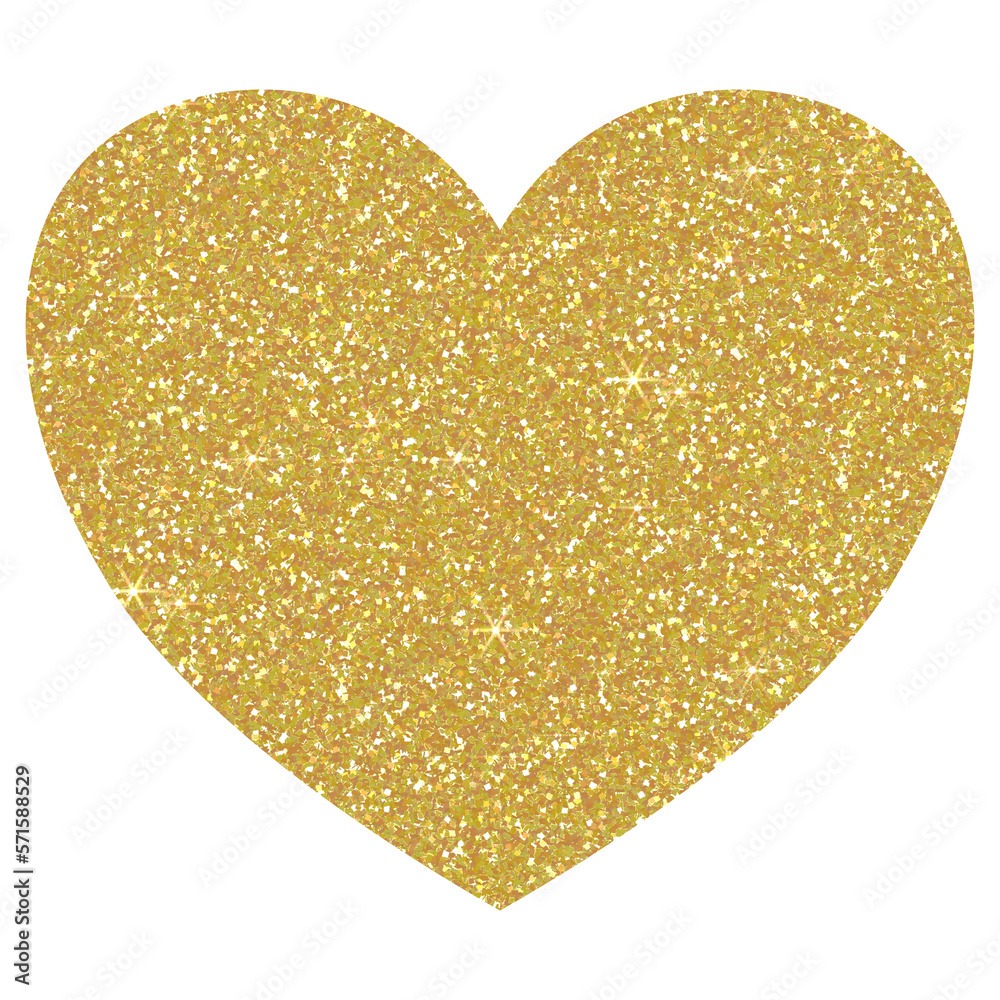 Gold Glitter heart on transparent background. Design for decorating ...
