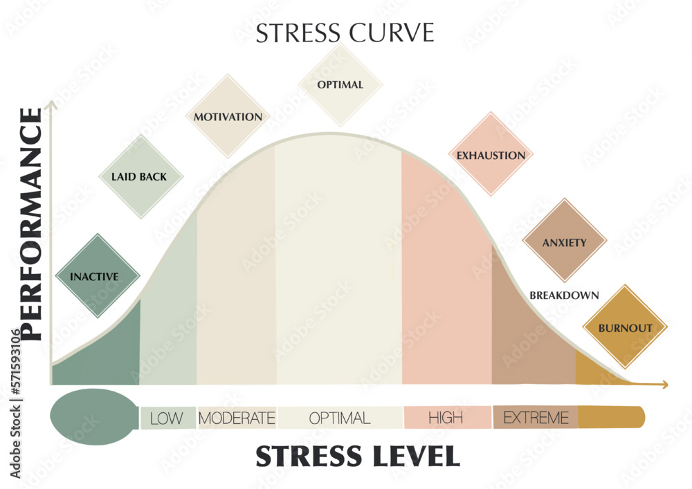 Stress management. Yerkes and Dodson stress curve. Performance and ...