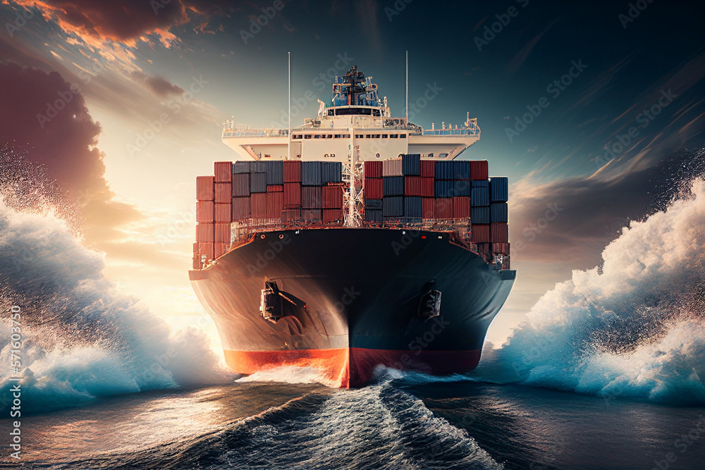 Container vessel by Mediterranean Shipping. Container Ship with ...